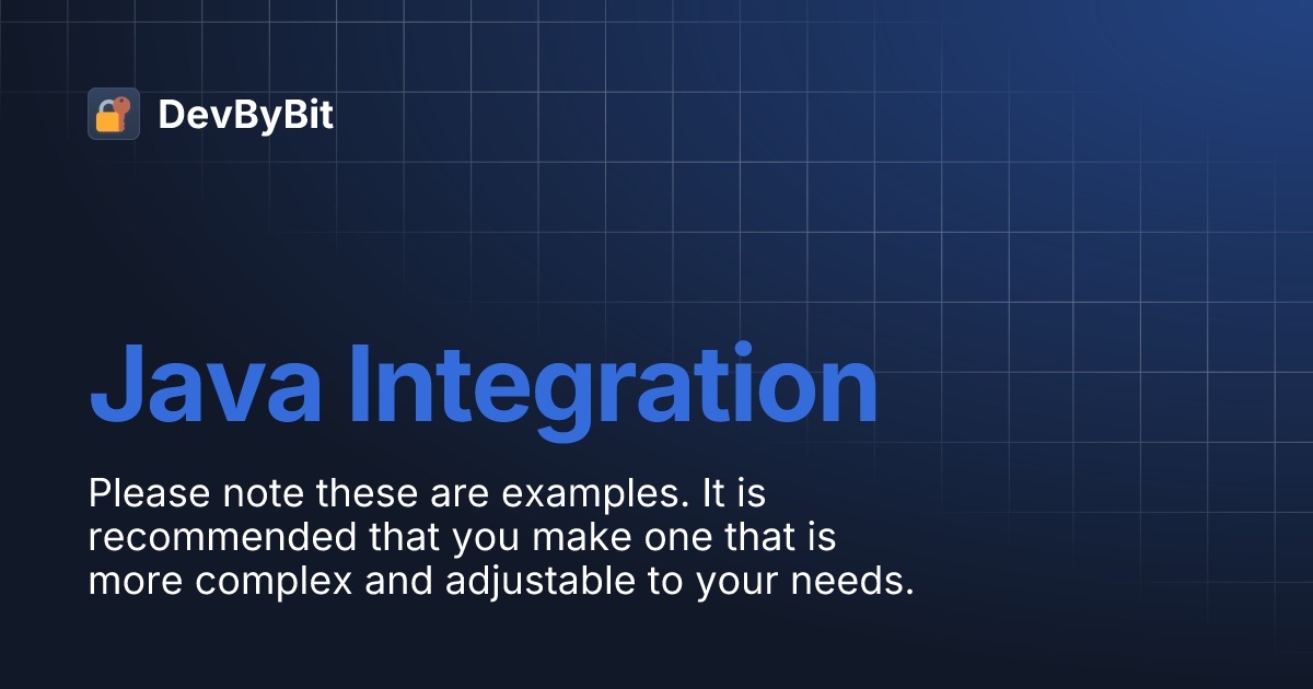 Java Integration | DevByBit